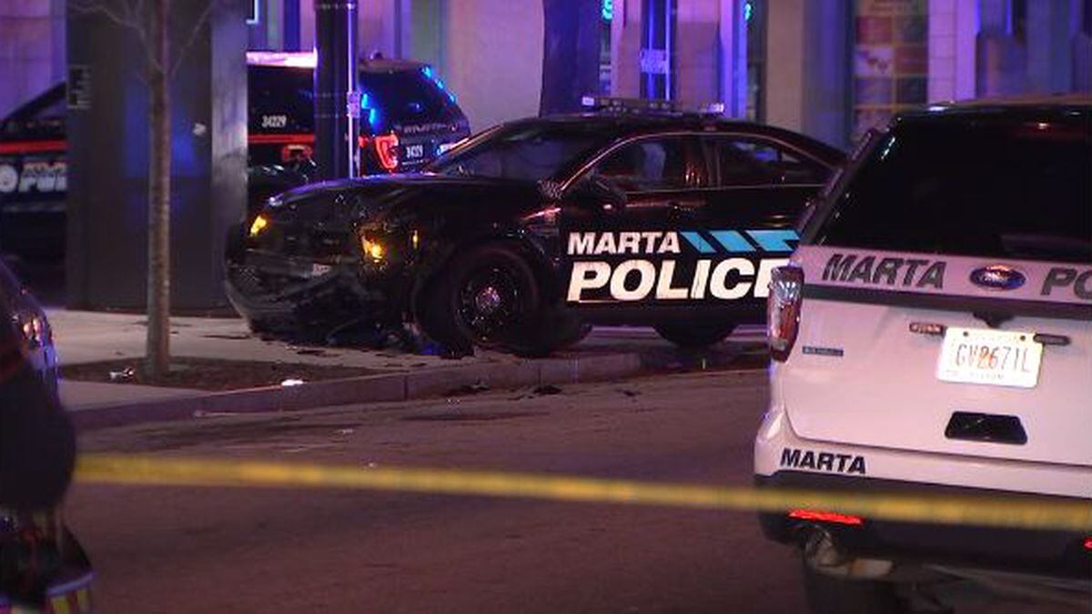 Crash involving MARTA officer in downtown Atlanta; intersection reopens